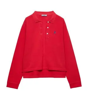 Prada Cotton Piqué Plunge-neck Polo Shirt