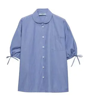 Prada Fil-á-fil Shirt With Drawstring Puff Sleeves
