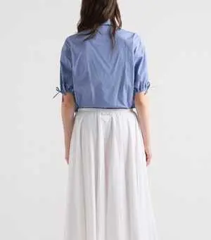 Prada Fil-á-fil Shirt With Drawstring Puff Sleeves