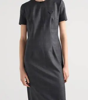 Prada Wool Check Midi Dress