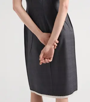 Prada Wool Check Midi Dress