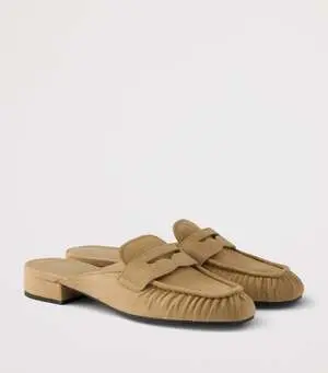 Prada Suede Mules - Neutral