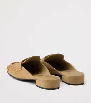 Prada Suede Mules - Neutral