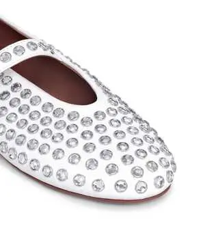 Alaïa Embellished Lambskin Ballet Flats - White