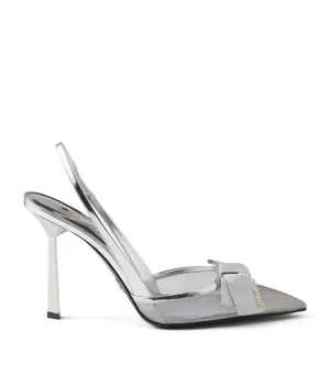 Prada Leather-mesh Bow Slingback Pumps
