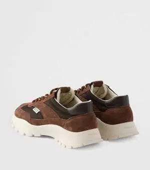 Prada Suede And Mesh Lace-up Sneakers