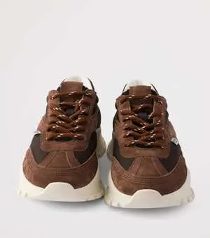 Prada Suede And Mesh Lace-up Sneakers