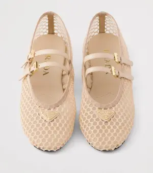 Prada Mesh Triangle Ballet Flats - Neutral