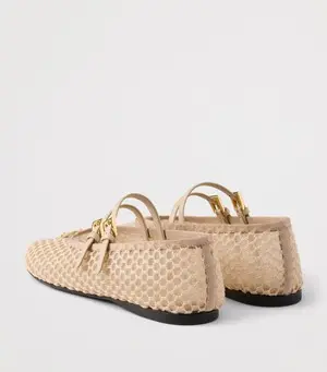 Prada Mesh Triangle Ballet Flats - Neutral