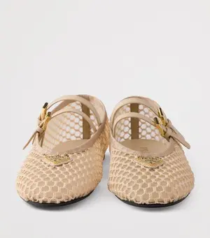 Prada Mesh Triangle Ballet Flats - Neutral