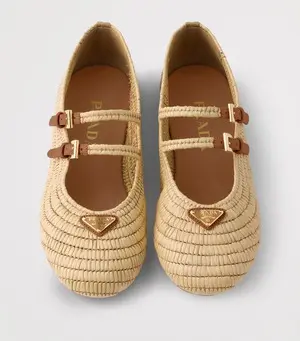 Prada Crochet Triangle Ballet Flats - Neutral