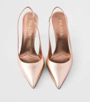 Prada Metallic Saffiano Leather Slingback Heels 75