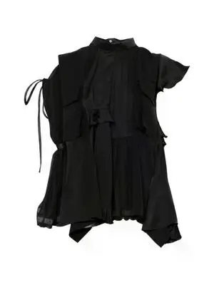 Sacai Asymmetric Ruffled Sleeveless Top - Black