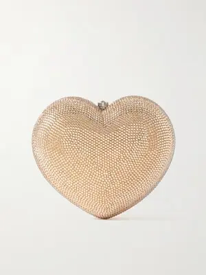 Judith Leiber L'amour Petit Coeur Crystal-embellished Heart Clutch - Gold