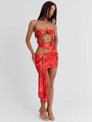 OUTCAST Lowen Mini Dress In Scarlet Mirage
