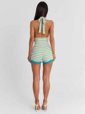 OUTCAST Rosae Playsuit Teal Stripe