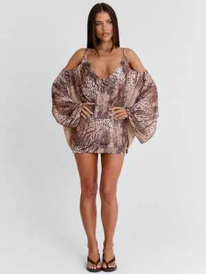 OUTCAST Tessia Mini Dress In Karina With Off-shoulder Silhouette And Cowl Neckline