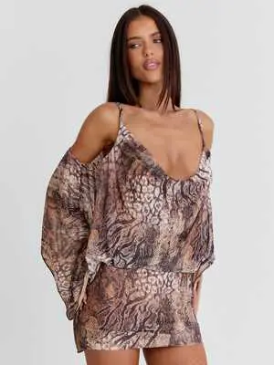 OUTCAST Tessia Mini Dress In Karina With Off-shoulder Silhouette And Cowl Neckline