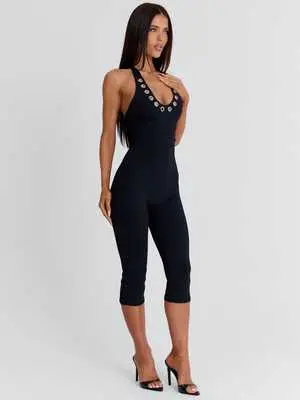 OUTCAST Vidae Jumpsuit With Plunge Neckline And Eyelet Detail