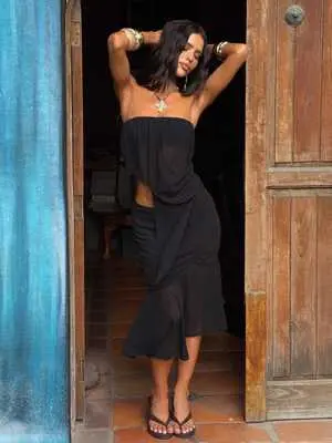 OUTCAST Itzeli Strapless Georgette Top