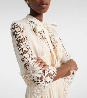 Elie Saab Georgette And Macramé Gown