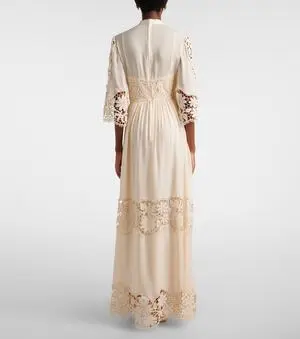 Elie Saab Georgette And Macramé Gown