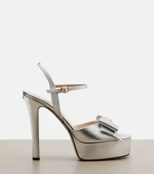 Valentino Garavani Metallic Platform Sandals - Silver
