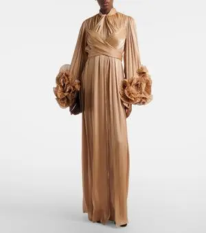 Costarellos Ruffled Lurex Georgette Gown