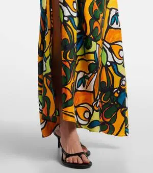 Christopher Esber Printed Draped Silk Maxi Skirt