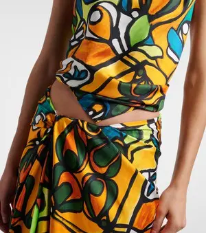 Christopher Esber Printed Draped Silk Top