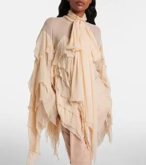 Blumarine Ruffled Scarf-detail Georgette Blouse