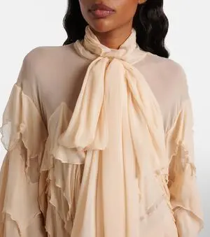 Blumarine Ruffled Scarf-detail Georgette Blouse