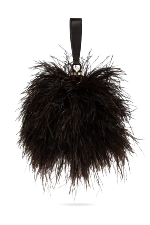 FERRAGAMO Ostrich Feather Round Clutch - Brown