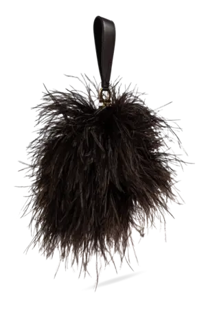 FERRAGAMO Ostrich Feather Round Clutch