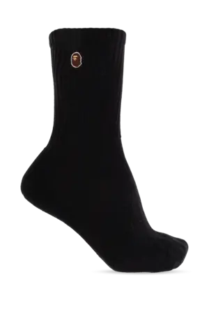 A BATHING APE Crew Socks With Embroidered Logo - Black