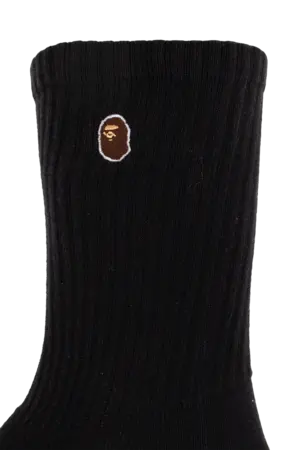 A BATHING APE Crew Socks With Embroidered Logo - Black