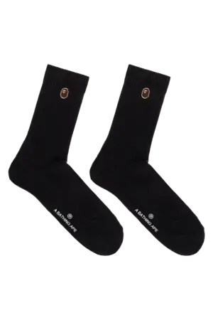 A BATHING APE Crew Socks With Embroidered Logo - Black