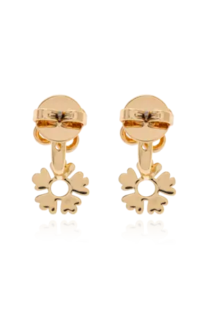 Tory Burch Mother-of-pearl And Brass Flower Motif Drop Earrings