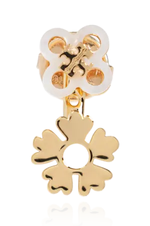 Tory Burch Mother-of-pearl And Brass Flower Motif Drop Earrings