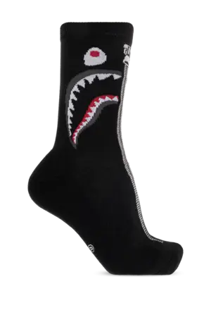 A BATHING APE Embroidered Crew Socks - Black