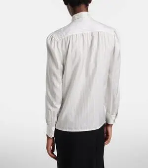 Gucci Pinstripe Tie-neck Silk Shirt - White