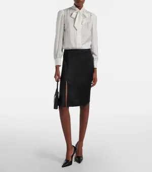Gucci Pinstripe Tie-neck Silk Shirt - White