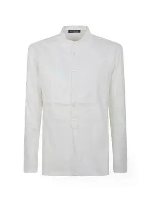 ESCAPISTA Bib-front Band-collar Shirt - White