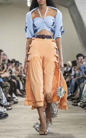 Rabanne Gathered Silk-blend Midi Skirt - Orange