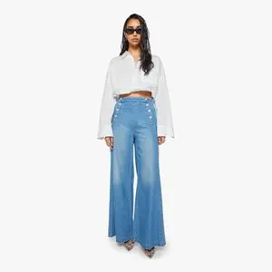 MOTHER Snacks! The Sugar Cone Sailor Sneak Secret Ingredient" High-waisted Wide-leg Jeans