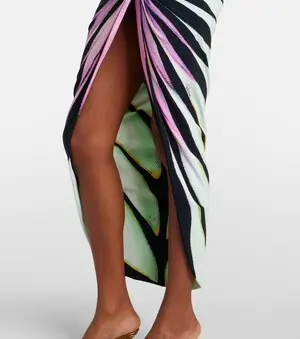 Roberto Cavalli Gathered Printed Midi Skirt