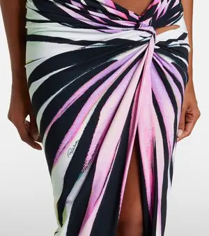 Roberto Cavalli Gathered Printed Midi Skirt
