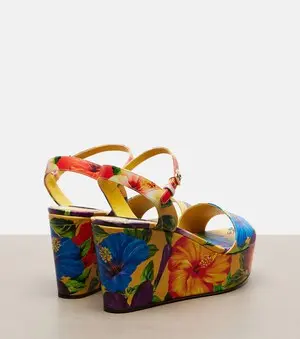 Dolce & Gabbana Bianca Floral Wedge Sandals