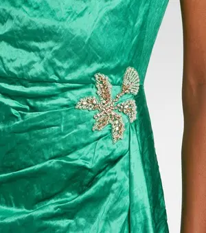 Erdem Draped Embellished Satin Gown