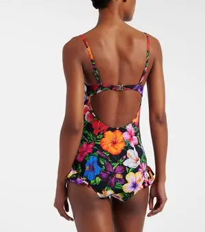 Dolce & Gabbana Floral Ruffled One-piece Swimsuit